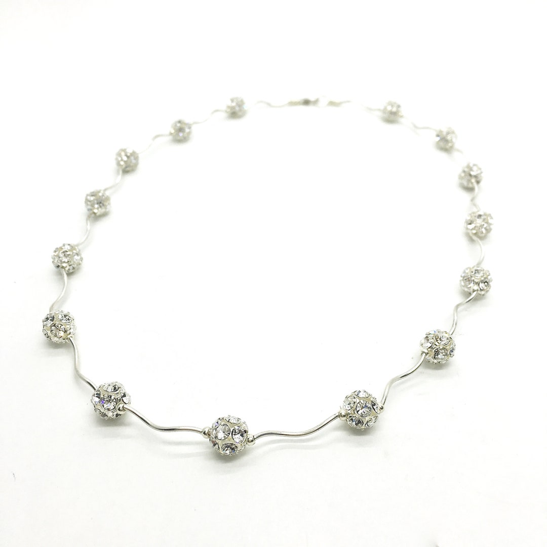 Glamorous Bridal Necklace | Pave Sphere Rhinestone | Cocktail Jewelry ...