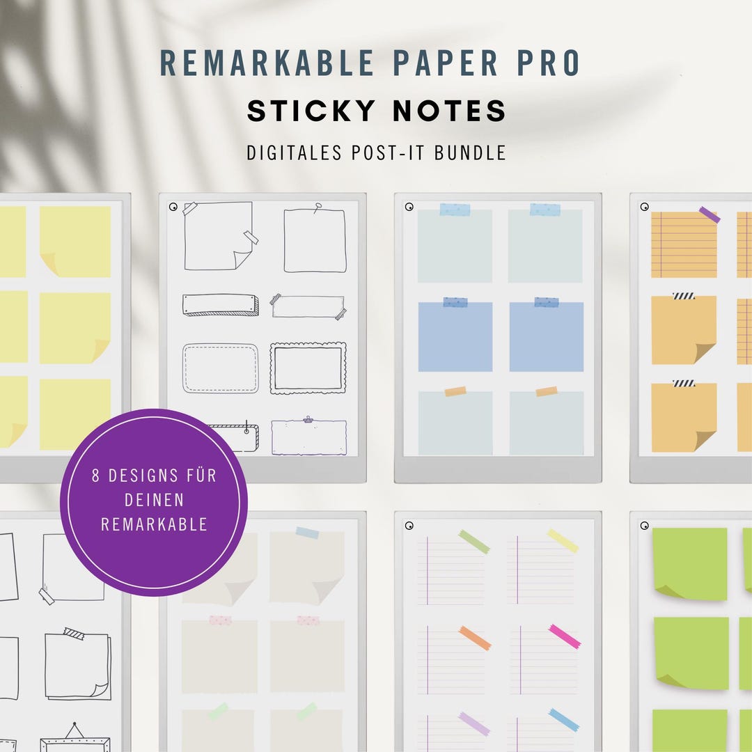 Digital Remarkable Sticky Notes Bundle Stickers for RM Paper Pro Post ...