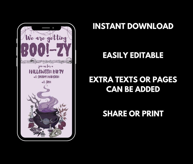 Editable Halloween Party Invitation Digital Template - Etsy