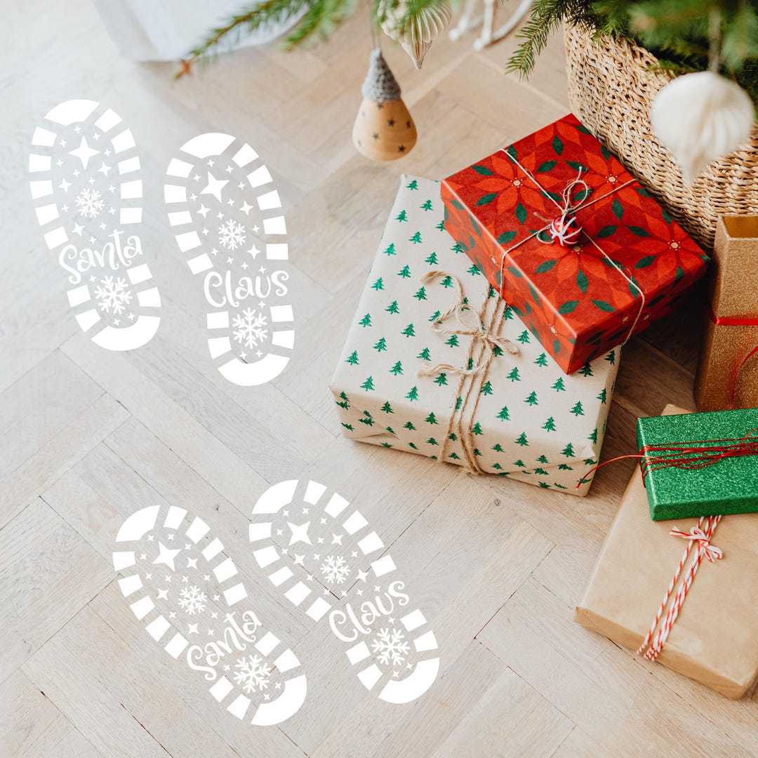 Santas Boot Footprint Stencil SVG, PNG, JPEG Christmas Eve Magic ...