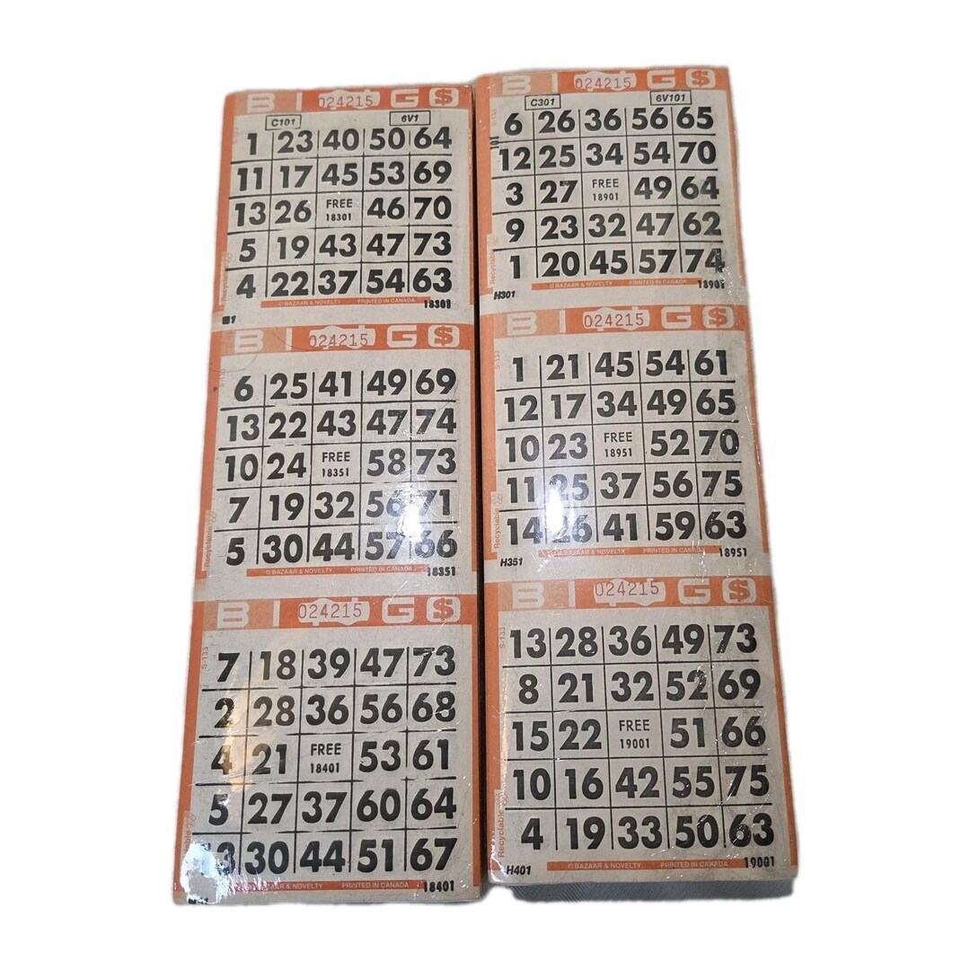 Vintage Bingo Cards Lot Sealed Unused Orange White Printed in Canada ...