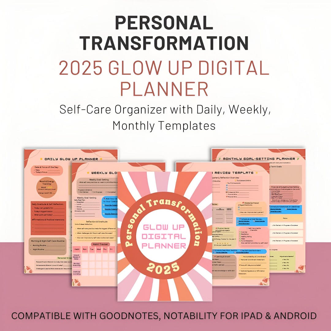Personal Transformation: 2025 Glow up Digital Planner - Daily, Weekly ...