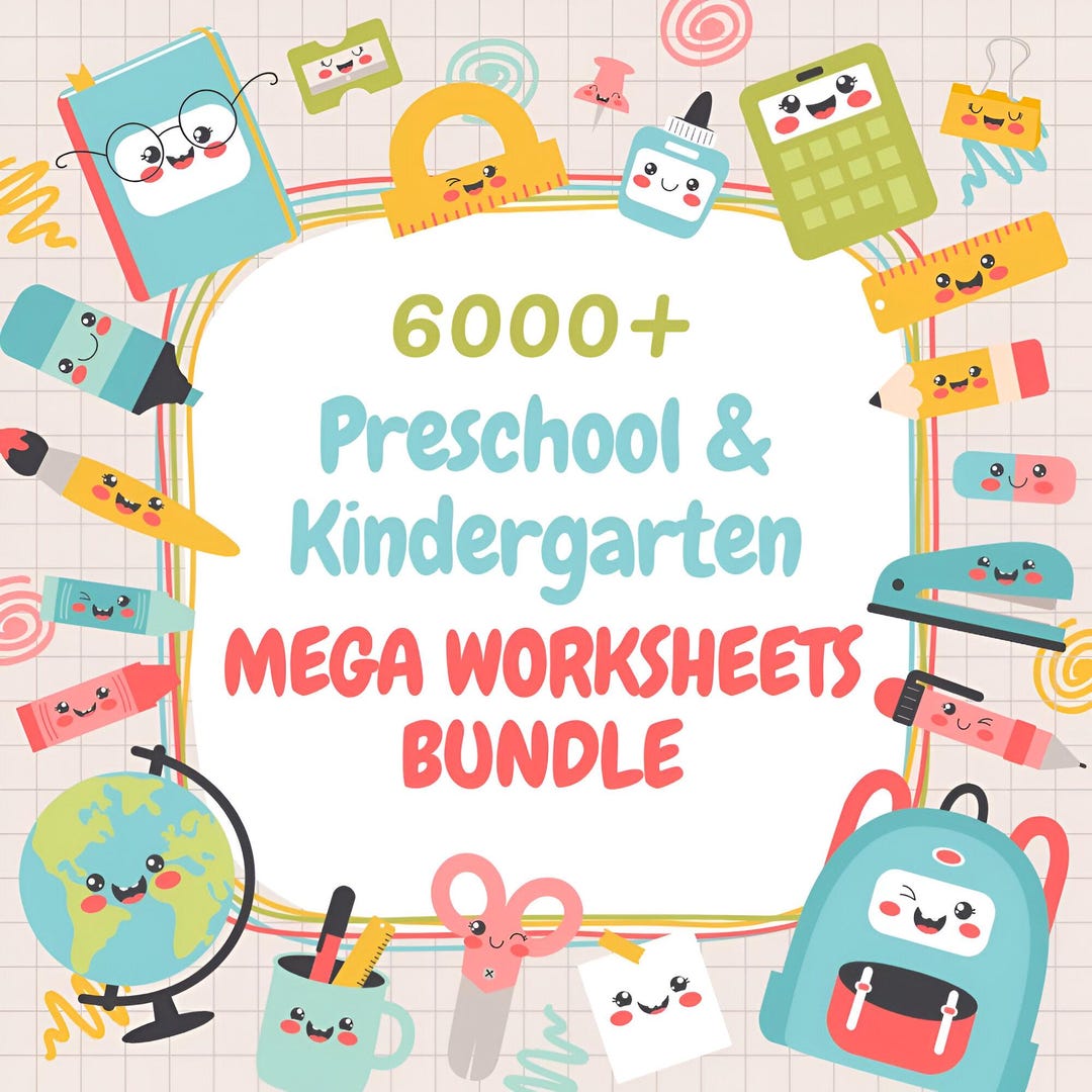 6000+ Kids Mega Worksheets Bundle: Preschool & Kindergarten Learning ...