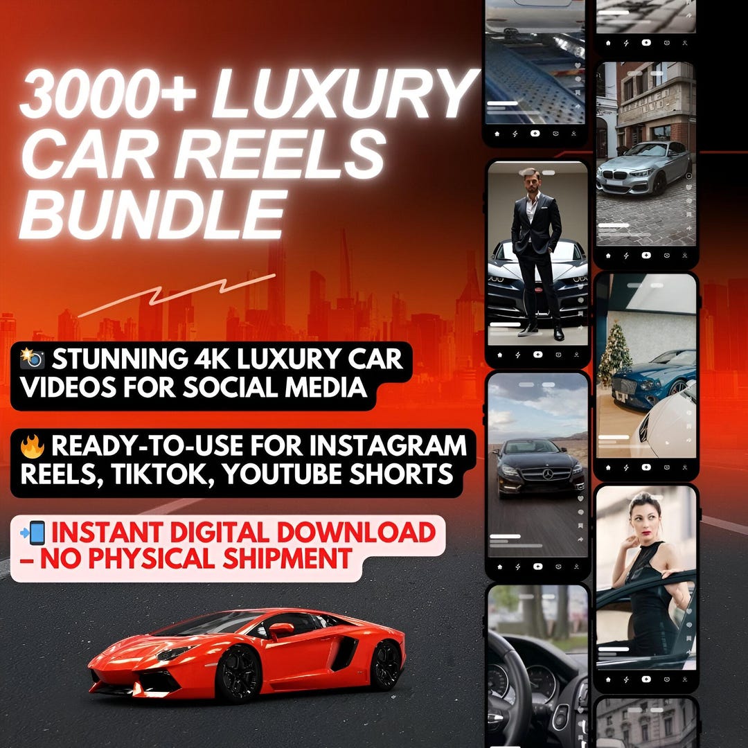 3000+ Luxury Car Reels Bundle | 4K Car Videos for Instagram Reels ...