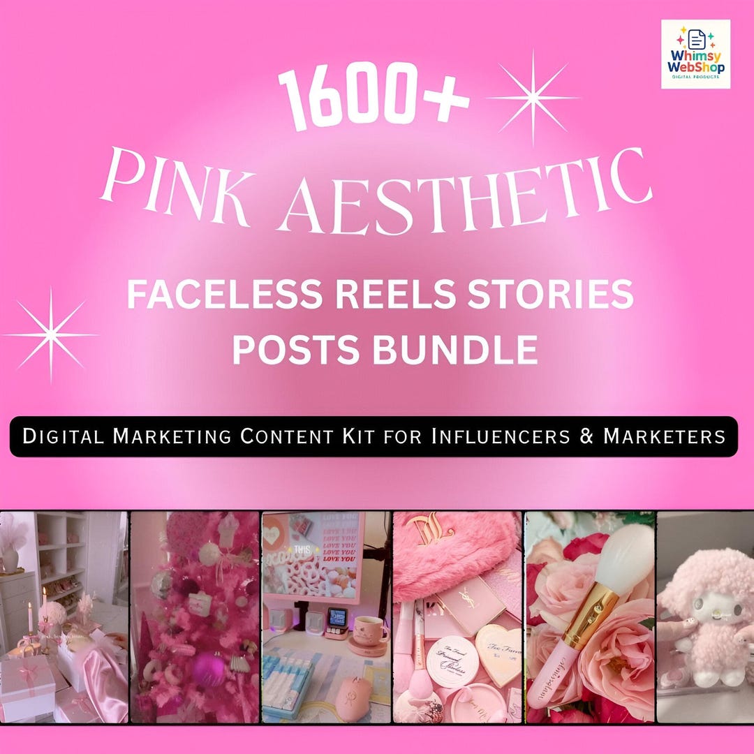 Pink Faceless Reels | Social Media Content Kit (PLR/MRR) - Etsy
