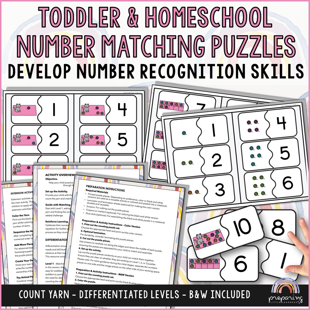 Number Match Puzzle for Toddlers, Hands-on Counting & Learning Activity ...
