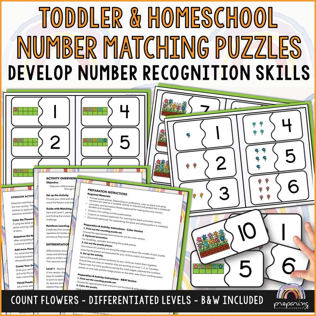 Number Match Puzzle for Toddlers, Hands-on Counting & Learning Activity ...