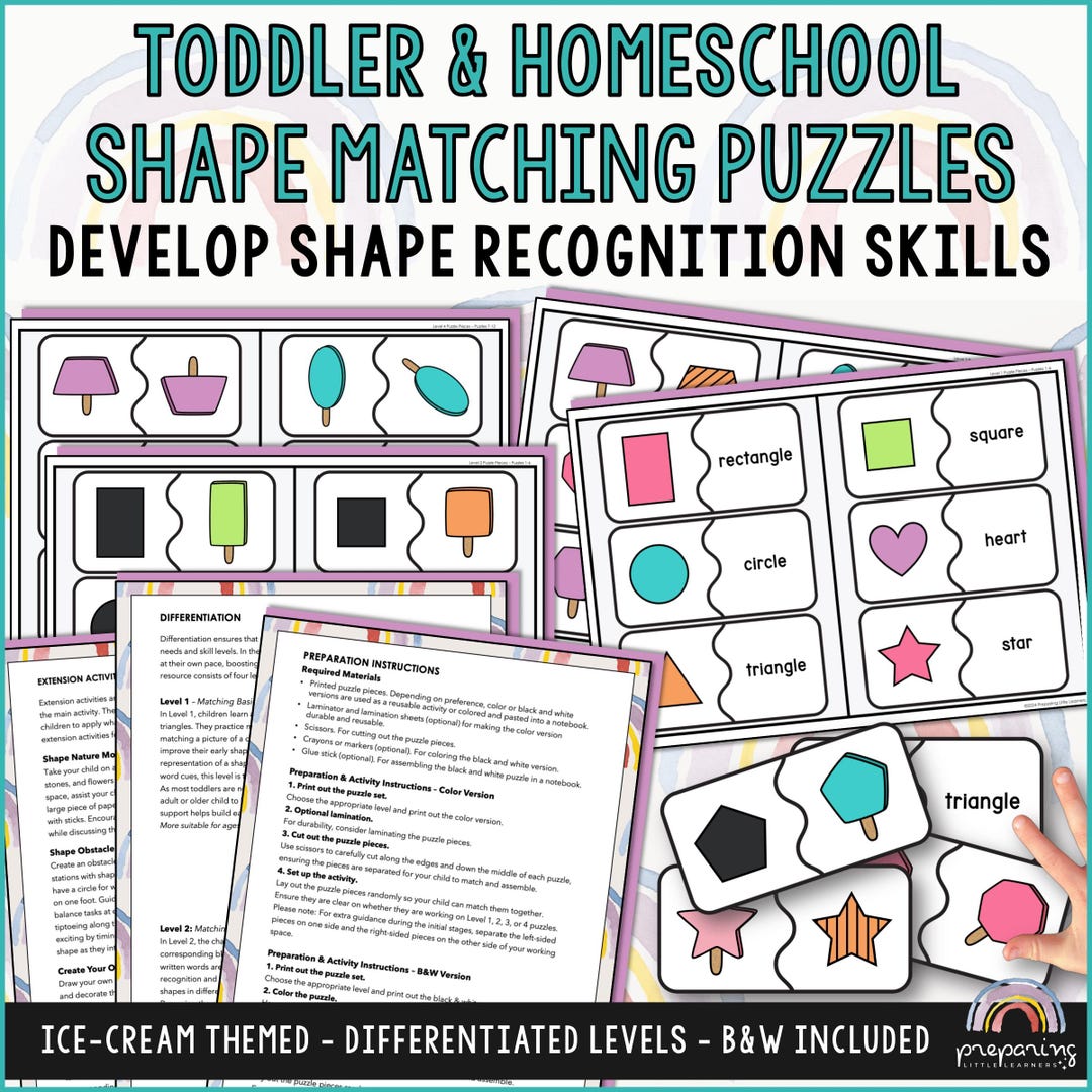 Ice Cream Shape Matching Puzzle for Toddlers, Hands-on Learning or ...