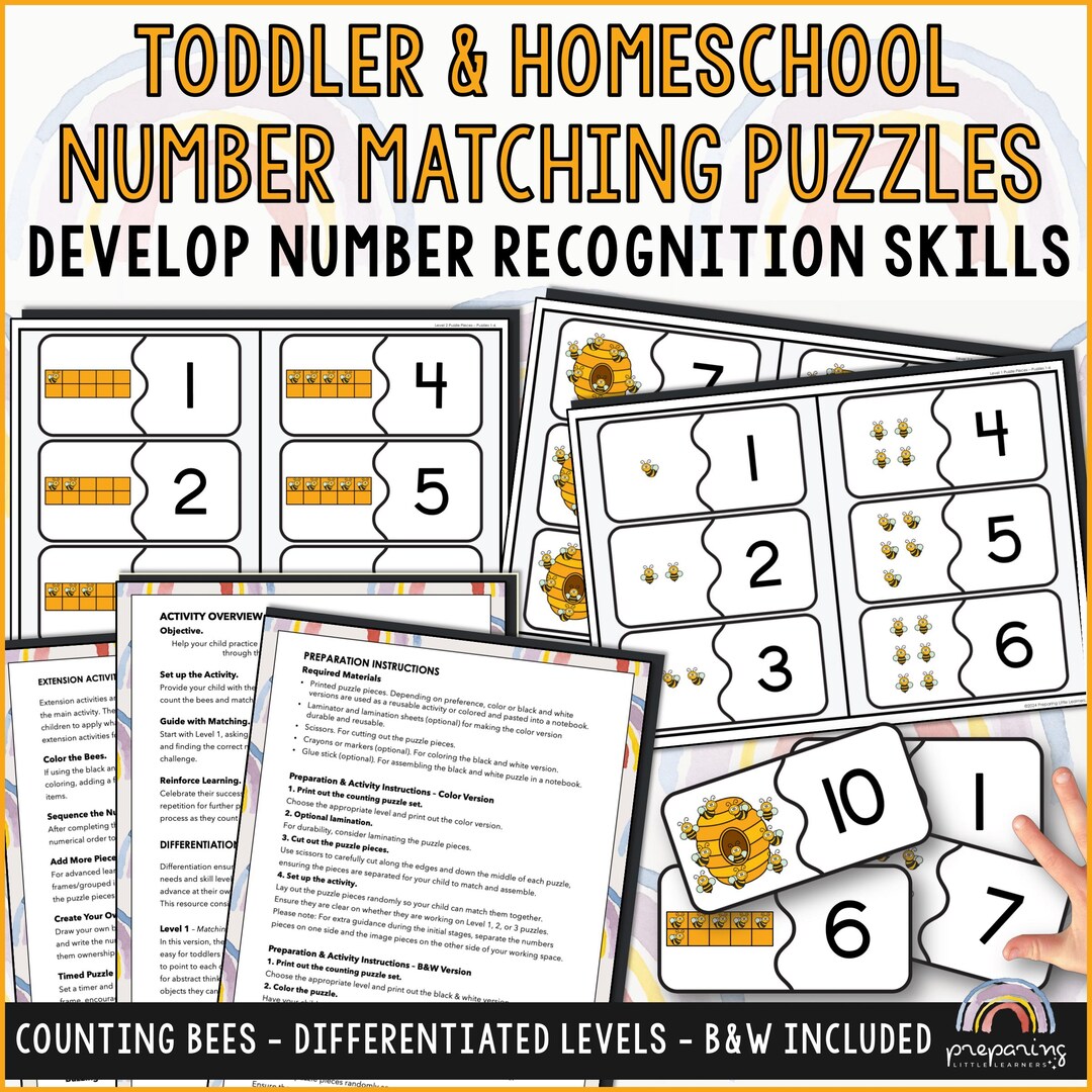 Number Match Puzzle for Toddlers, Hands-on Counting & Learning Activity ...