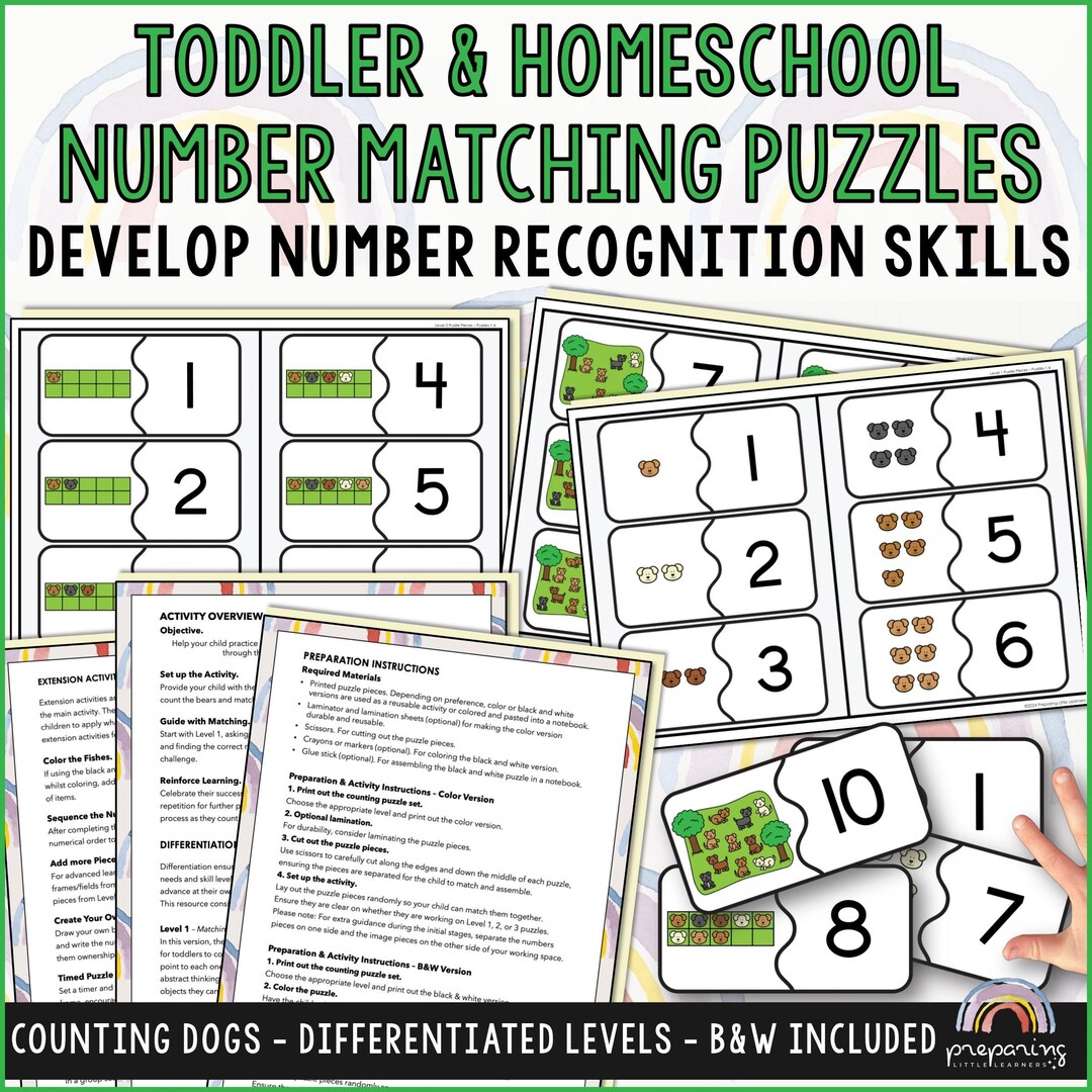 Number Match Puzzle for Toddlers, Hands-on Counting & Learning Activity ...