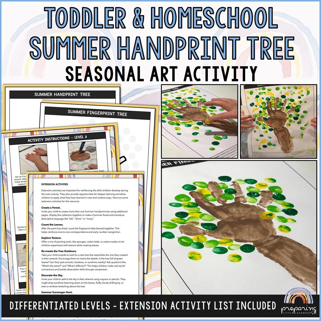 Summer Handprint Tree Art Activity for Toddlers Pre-k, Summer Fine ...