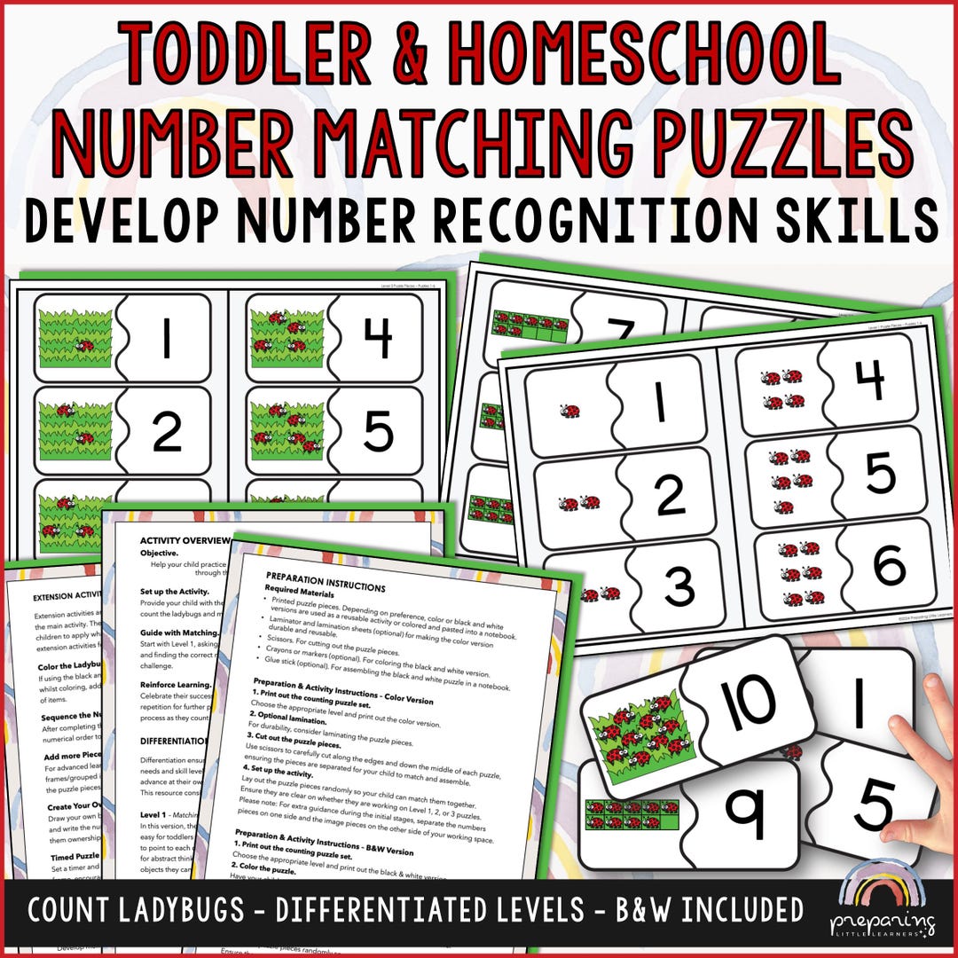 Number Match Puzzle for Toddlers, Hands-on Counting & Learning Activity ...