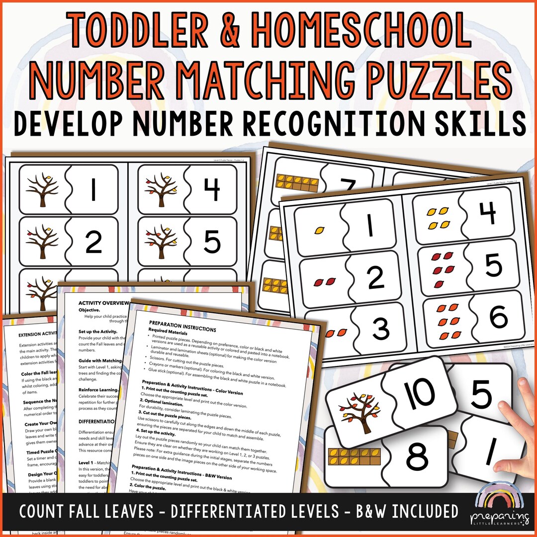 Number Match Puzzle for Toddlers, Hands-on Counting & Learning Activity ...