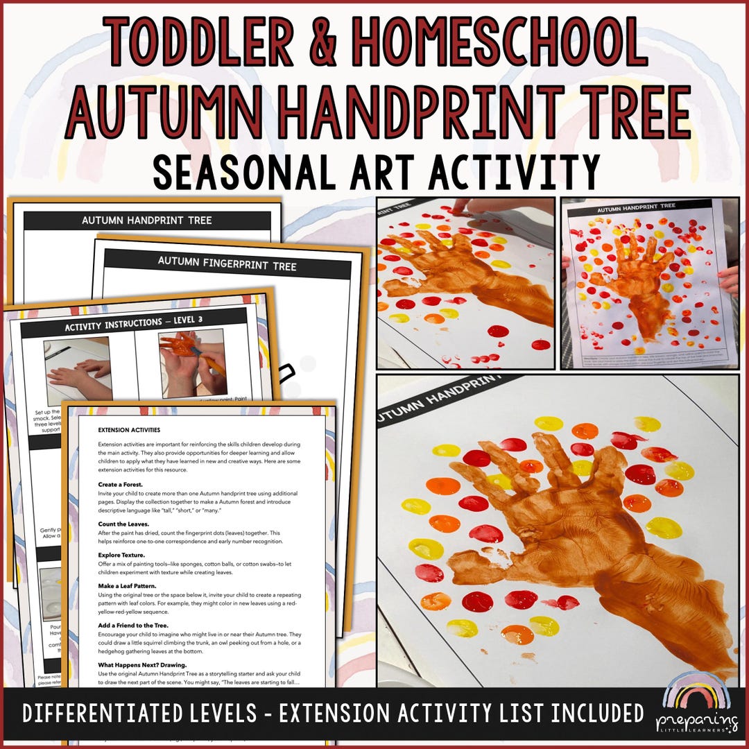 Autumn Handprint Tree Art Activity for Toddlers Pre-k, Autumn Fine ...
