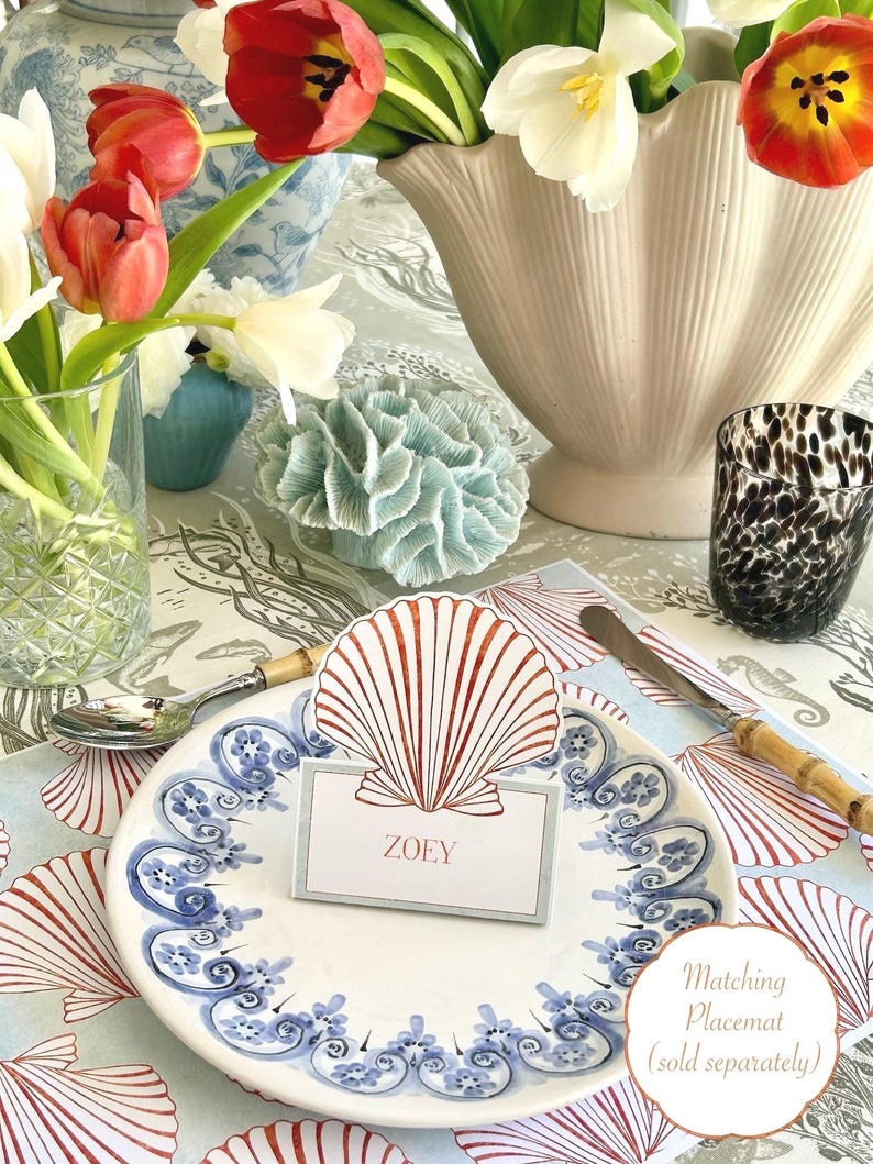 Editable Nautical Shell Place Cards | Custom Digital Download | Ocean ...