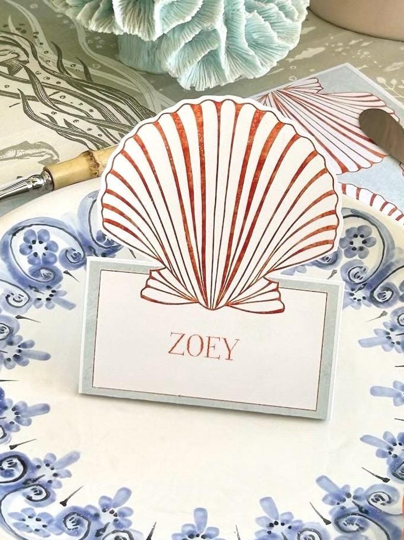 Editable Nautical Shell Place Cards | Custom Digital Download | Ocean ...