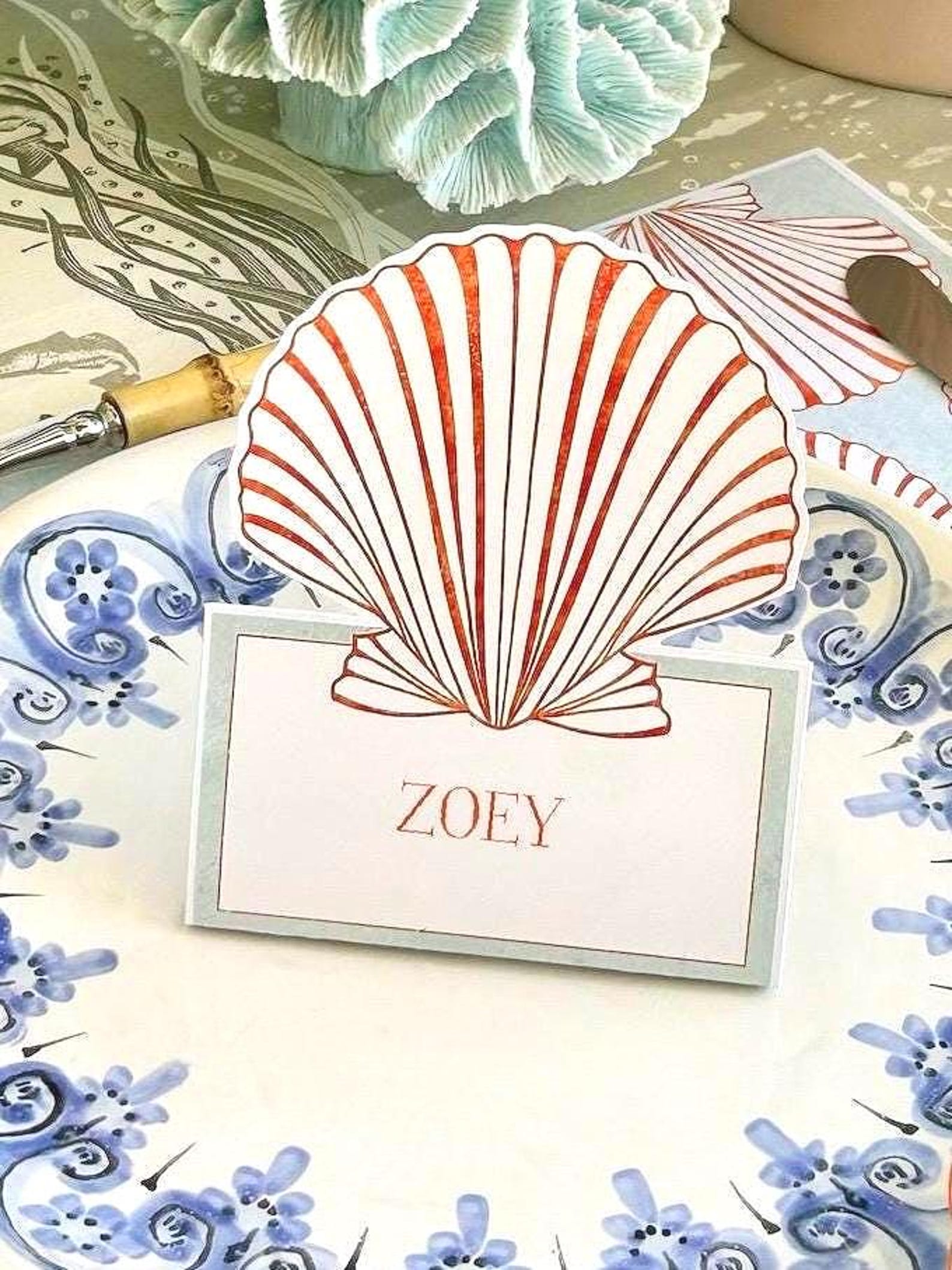 Editable Nautical Shell Place Cards: Beach Wedding Decor (digital ...