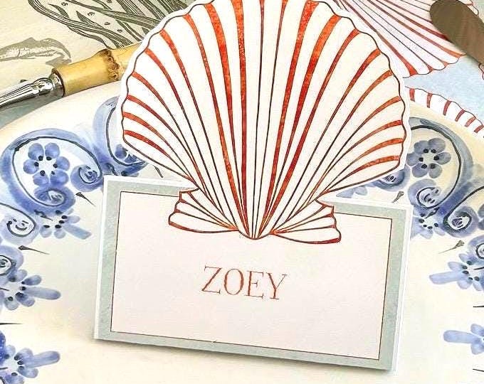 Editable Nautical Shell Place Cards | Custom Digital Download | Ocean ...