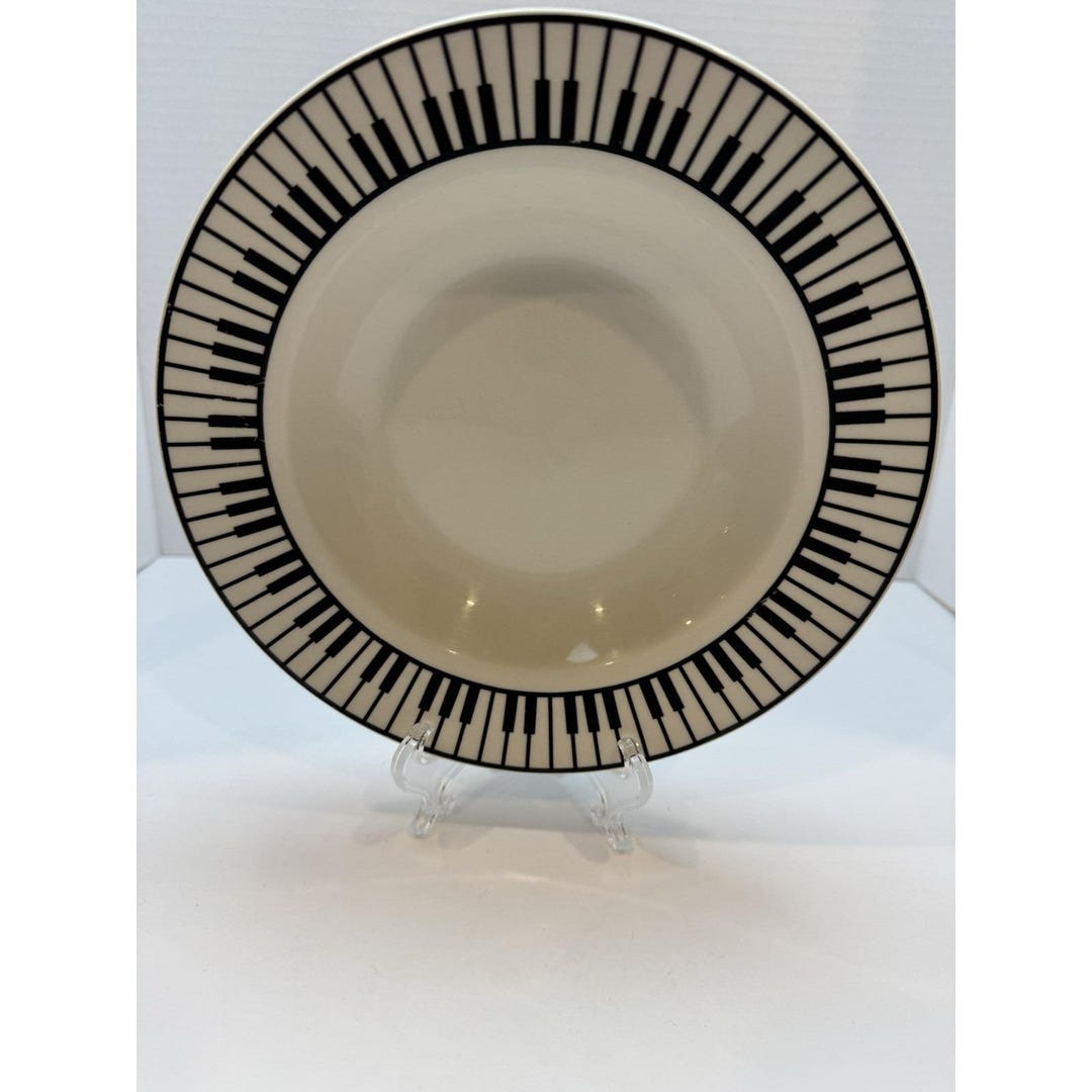 Albert Elovitz Inc. Stoneware Piano Keys Round Bowl, Black and White ...