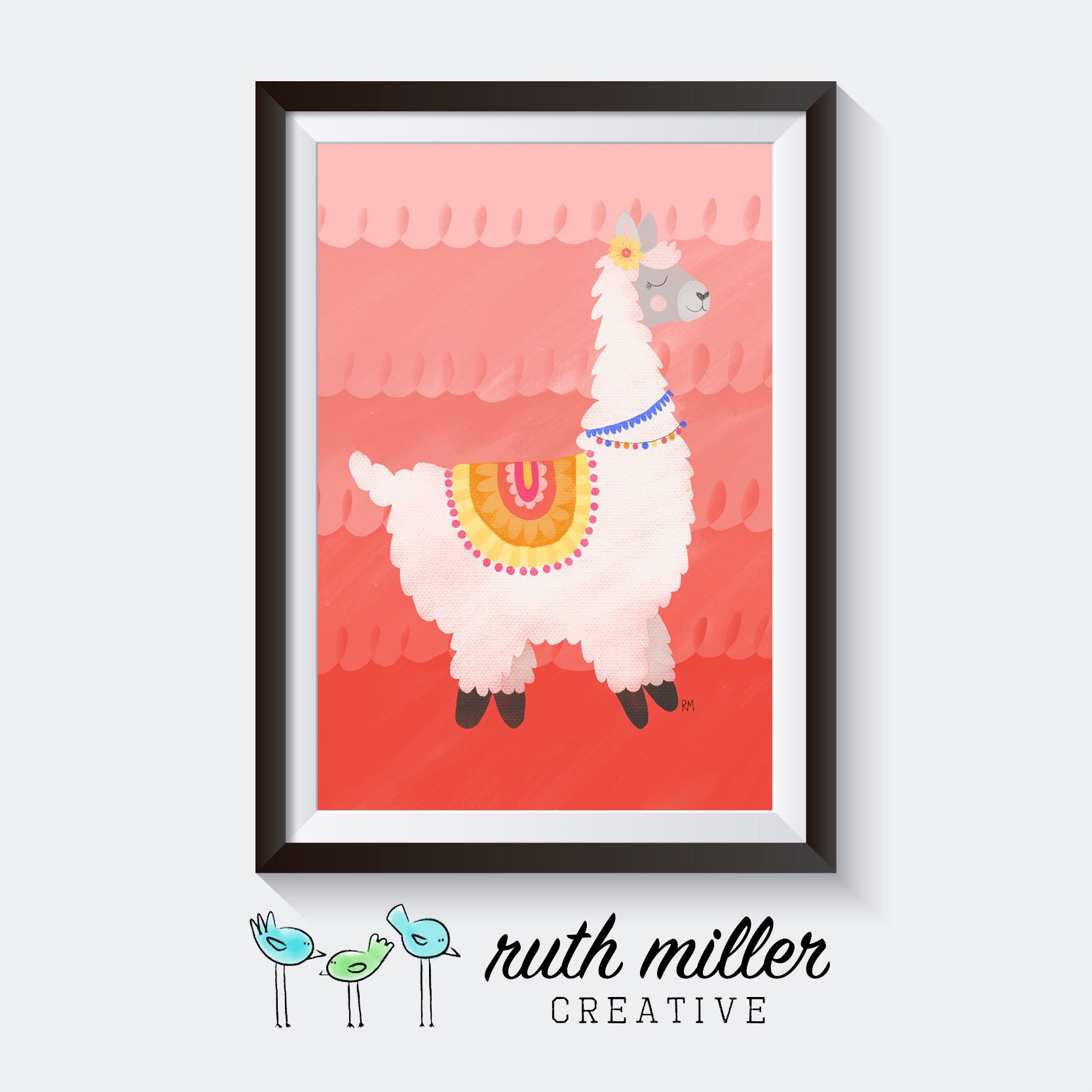 Happy Llama Art Print, Wall Art, Printable, Digital Download - Etsy
