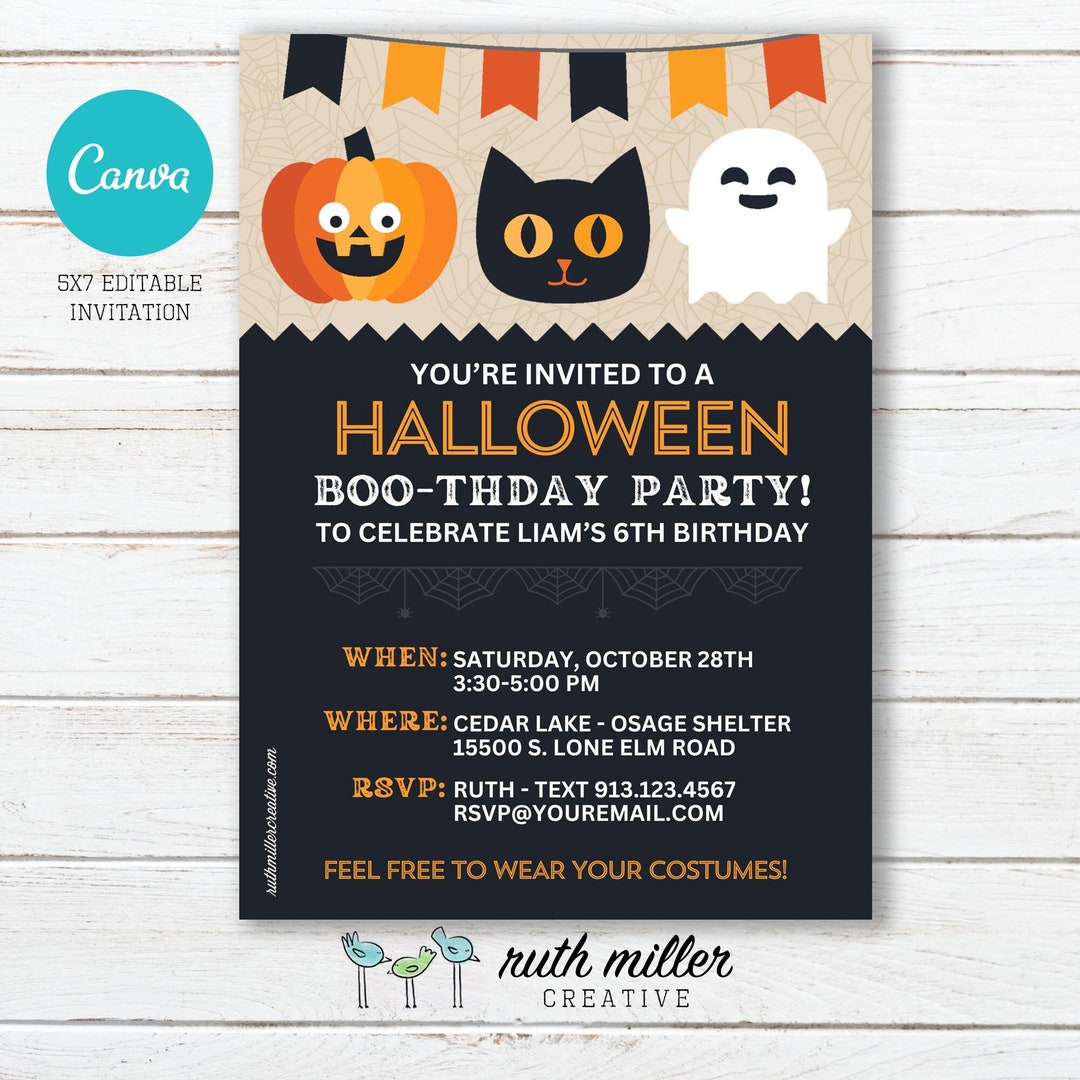 Halloween Boo-thday Party Invitation, Editable, Printable, Digital File ...