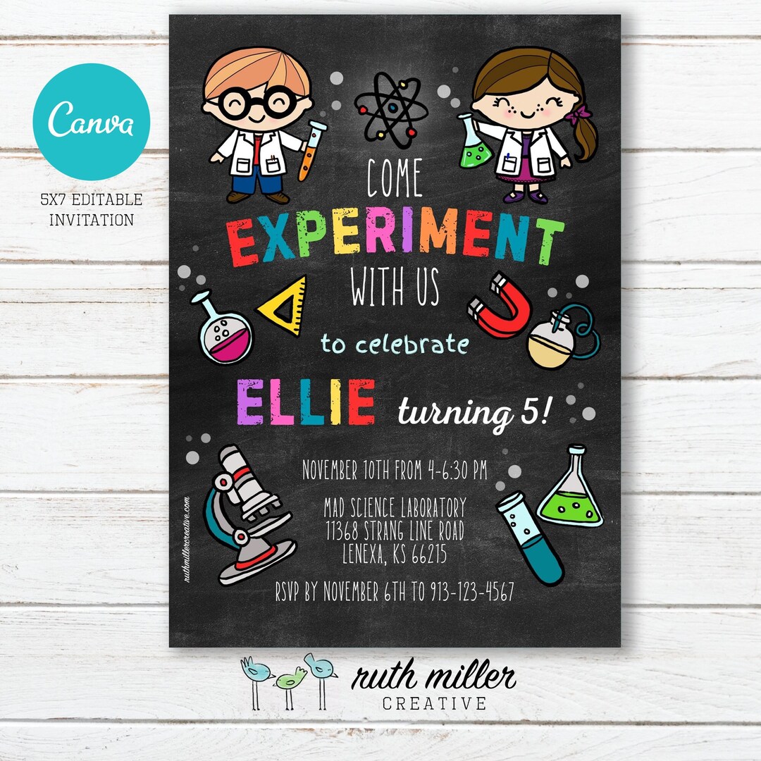 Mad Science Birthday Party Invitation, Editable, Printable, Digital ...