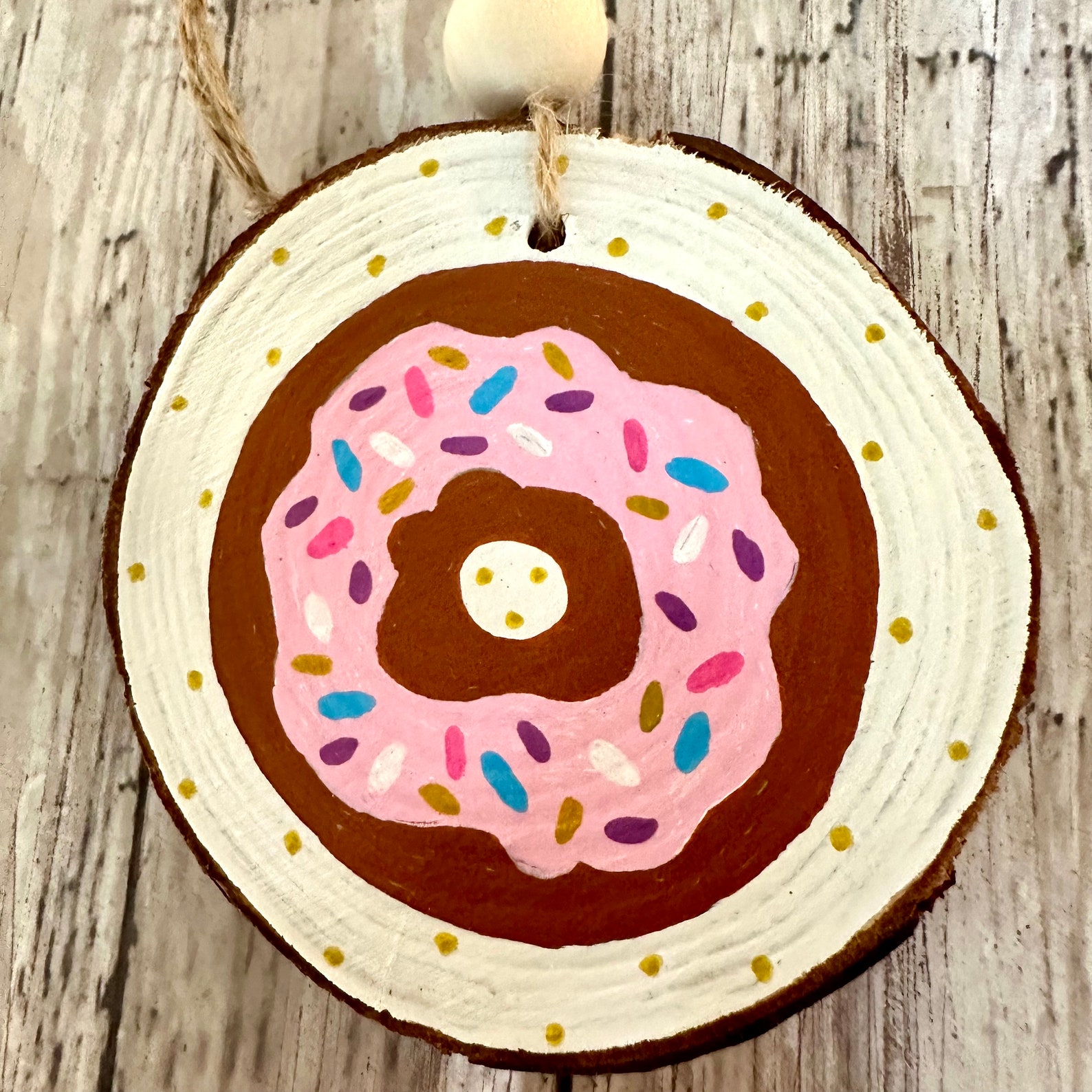 Hand Painted White Frosted Sprinkle Donut Christmas Ornament, Hand ...