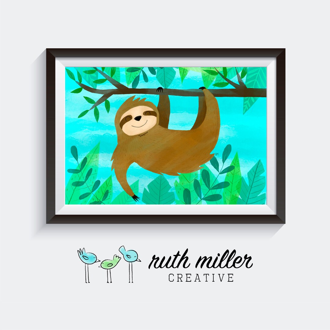 Cute Sloth Art Print, Wall Art, Printable, Digital Download - Etsy