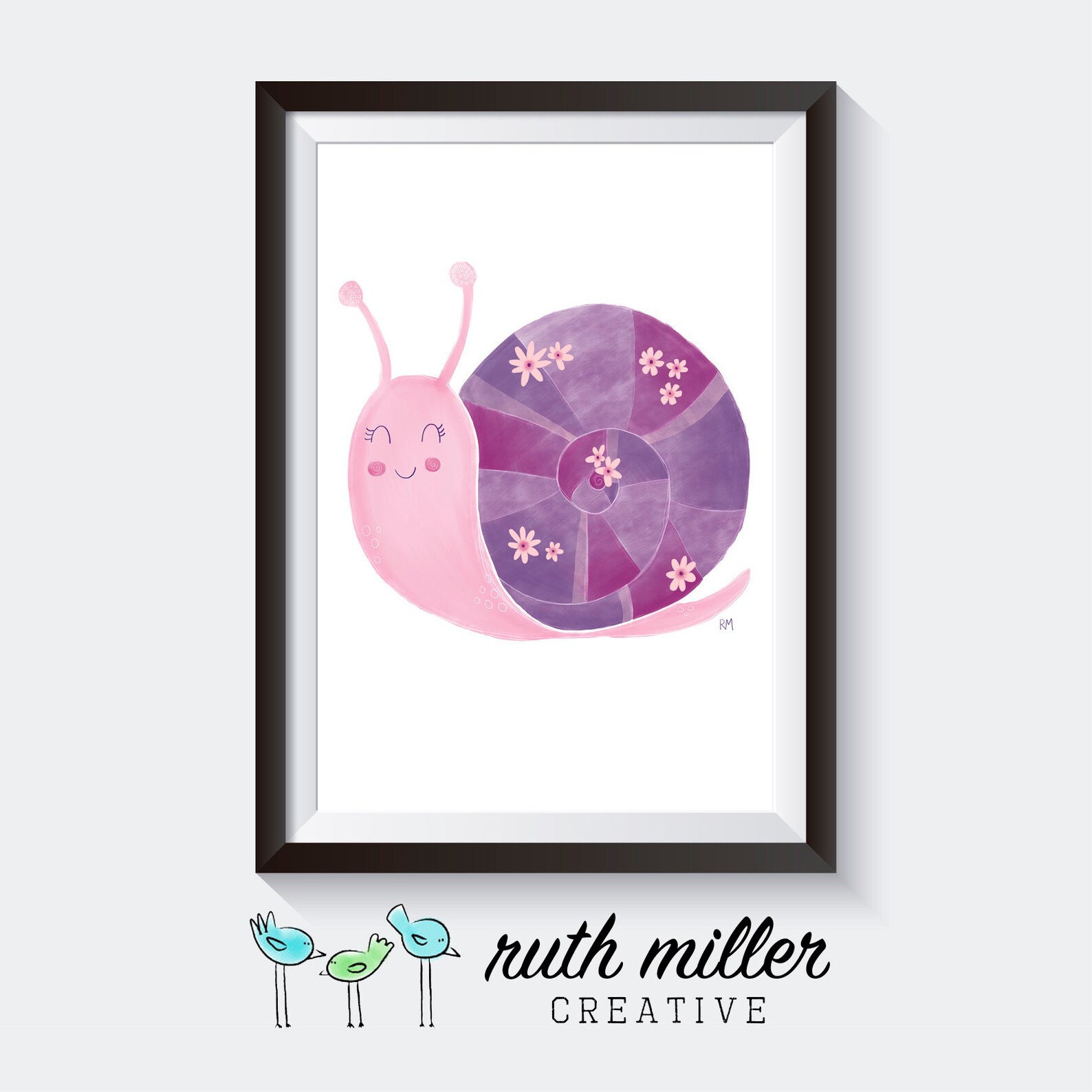 Sweet Garden Snail Art Print, Wall Art, Printable, Digital Download - Etsy