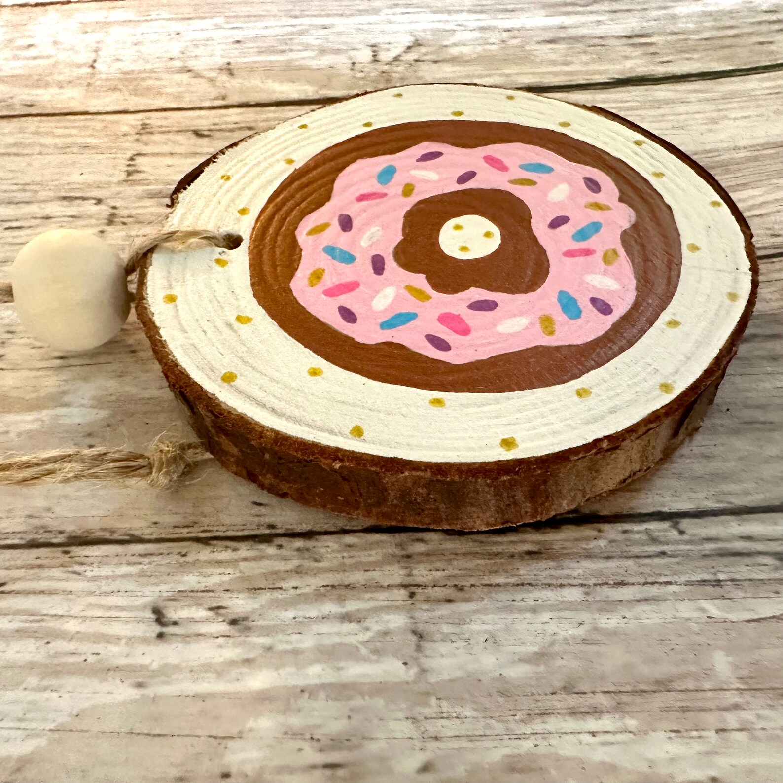 Hand Painted White Frosted Sprinkle Donut Christmas Ornament, Hand ...