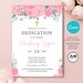 Pink Rose Dedication/baptism Invitation, Editable, Printable, Digital ...