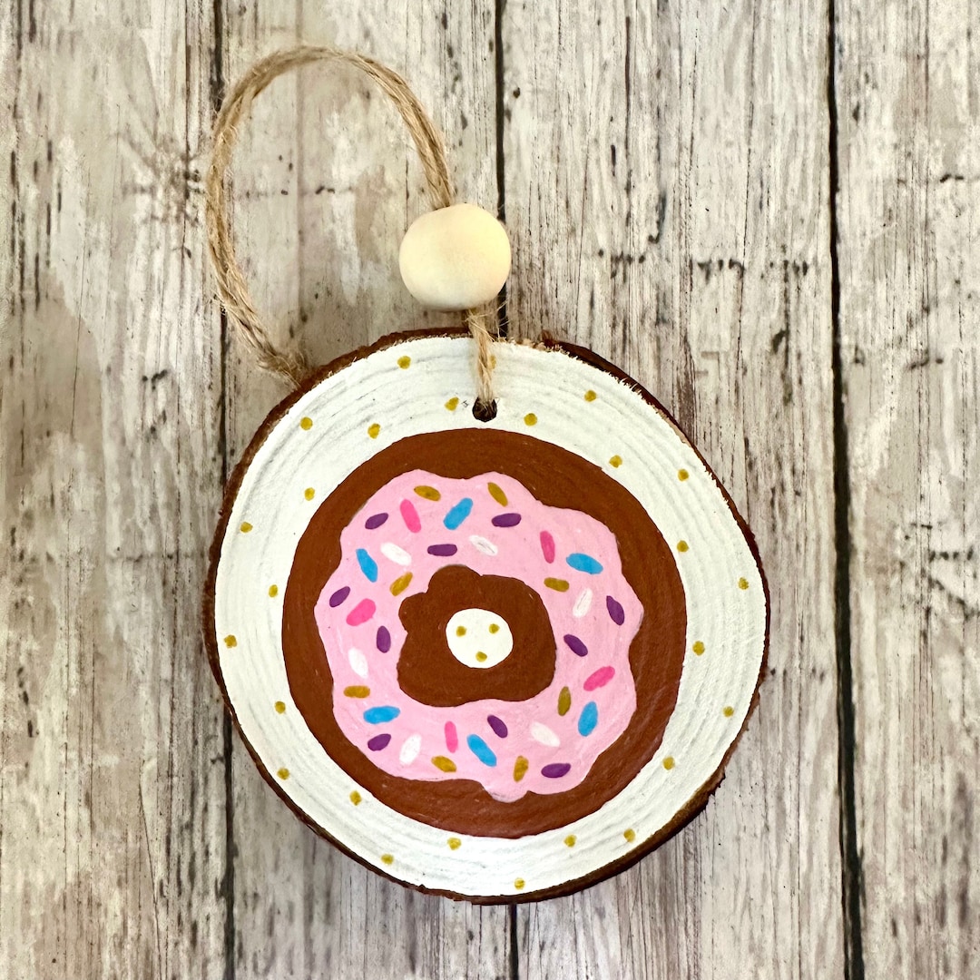Hand Painted White Frosted Sprinkle Donut Christmas Ornament, Hand ...