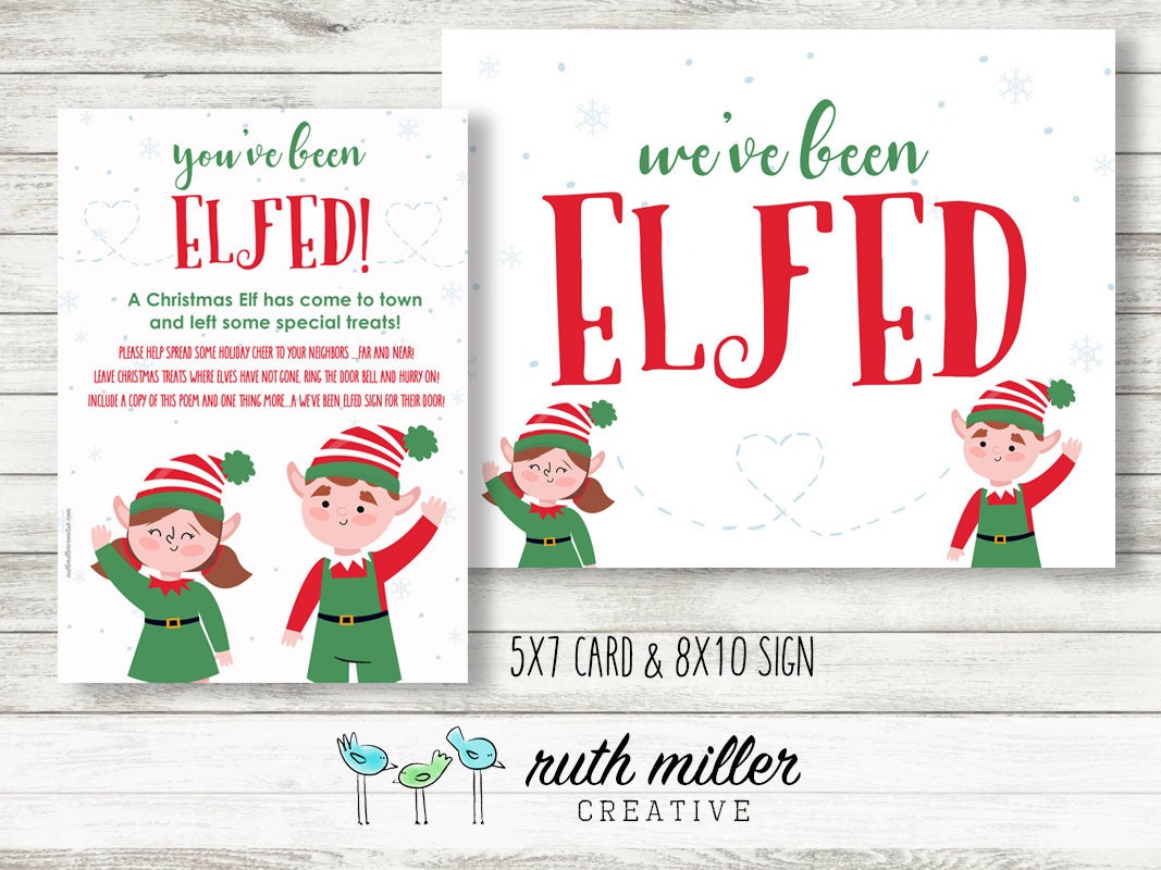 You've Been Elfed Printable Card and Sign - We've Been Elfed Sign ...