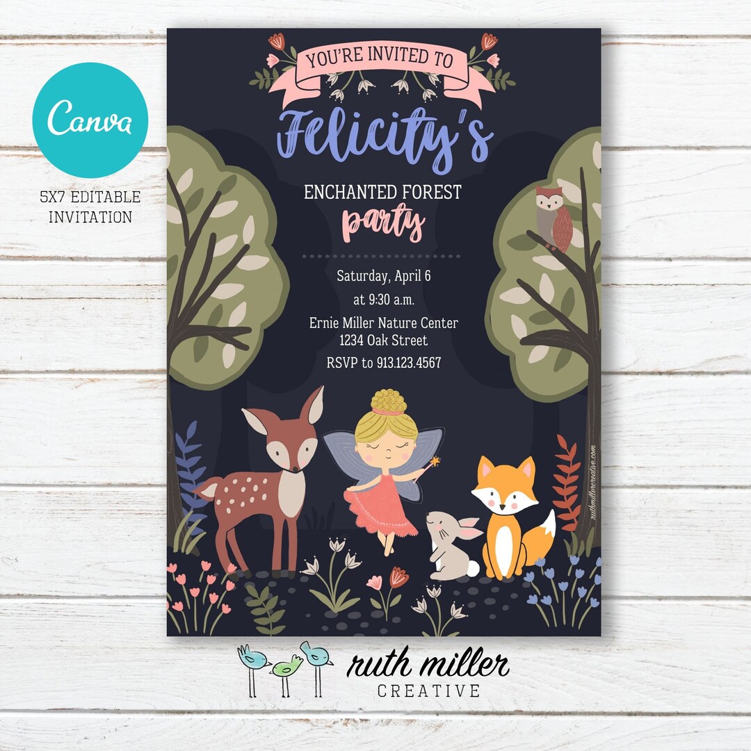 Enchanted Forest Blonde Party Invitation, Editable, Printable, Digital ...
