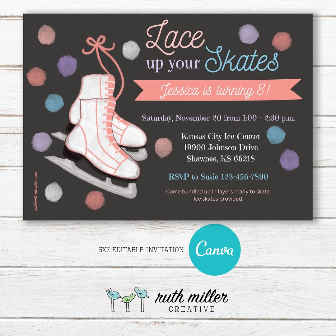 Ice Skating Birthday Party Invitation, Editable, Printable, Digital ...
