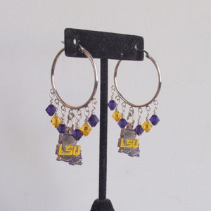 LSU Tigers Purple and Gold Crystal 32 Mm Hoop Earrings - Etsy
