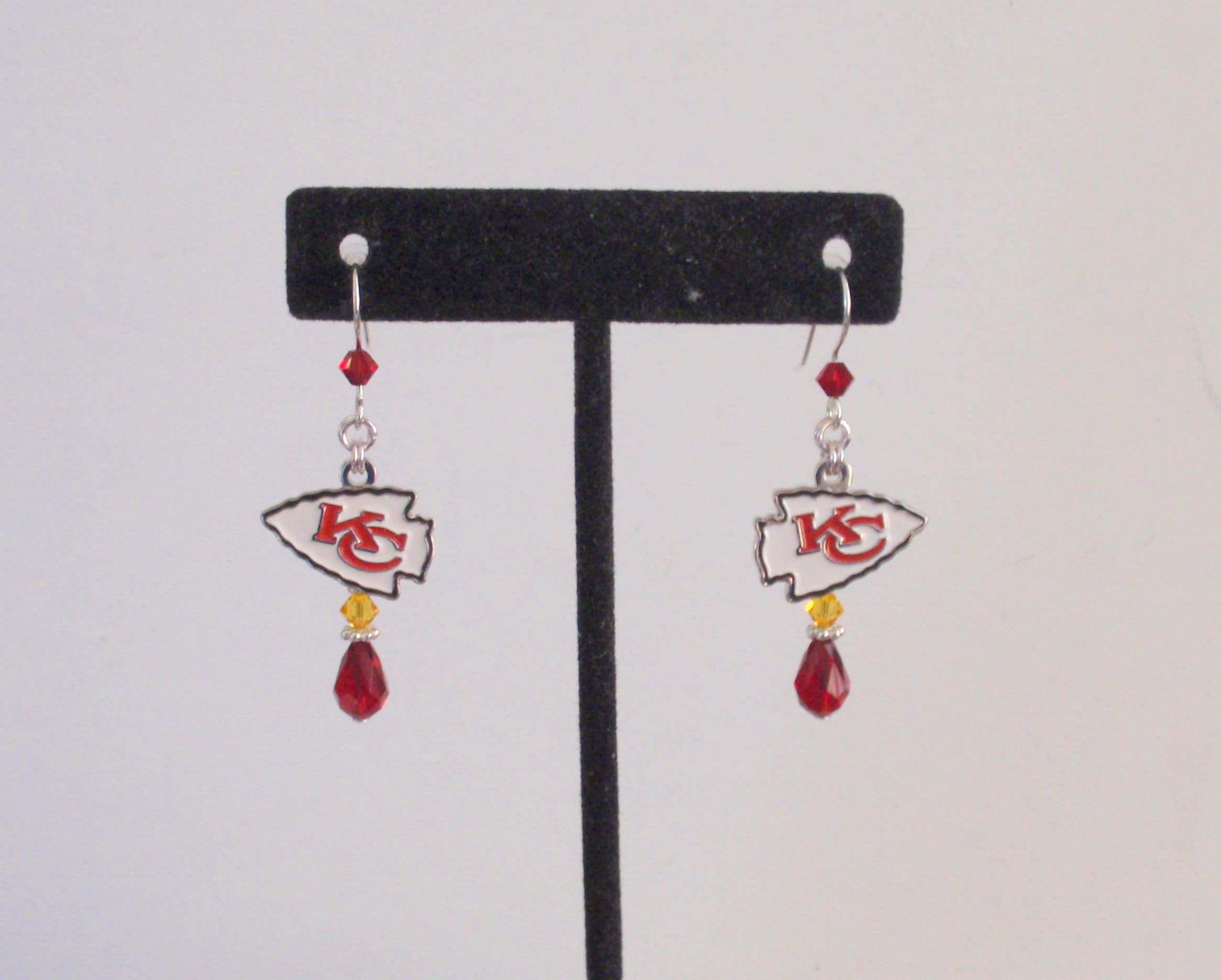 Kansas City Chiefs Red and Gold Crystal SS Ear Wire Earrings - Etsy