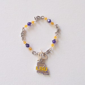 LSU Tigers Purple and Gold Crystal Stainless Steel Chain Bracelet - Etsy