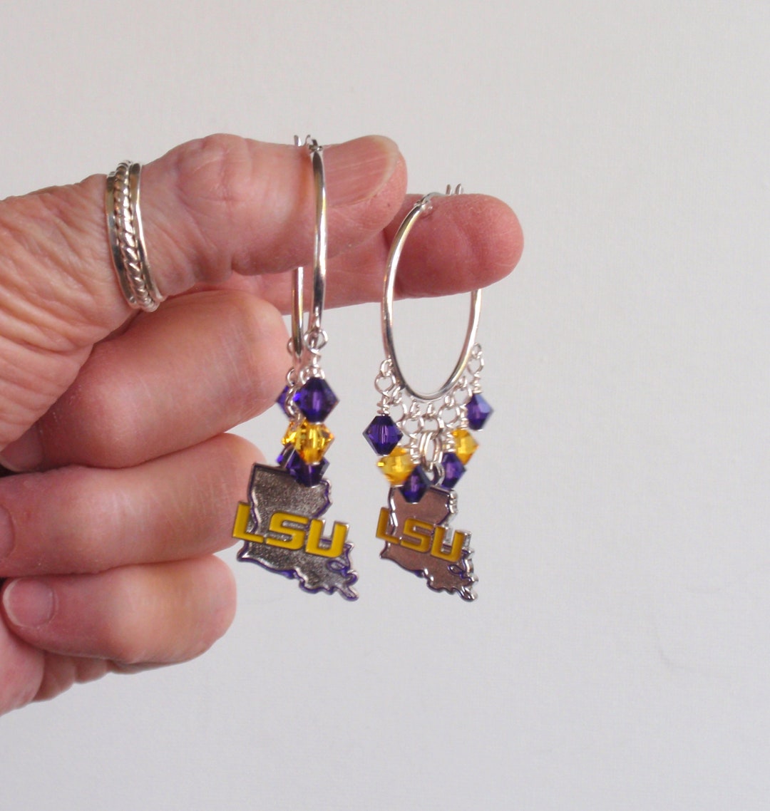 LSU Tigers Purple and Gold Crystal 32 Mm Hoop Earrings - Etsy