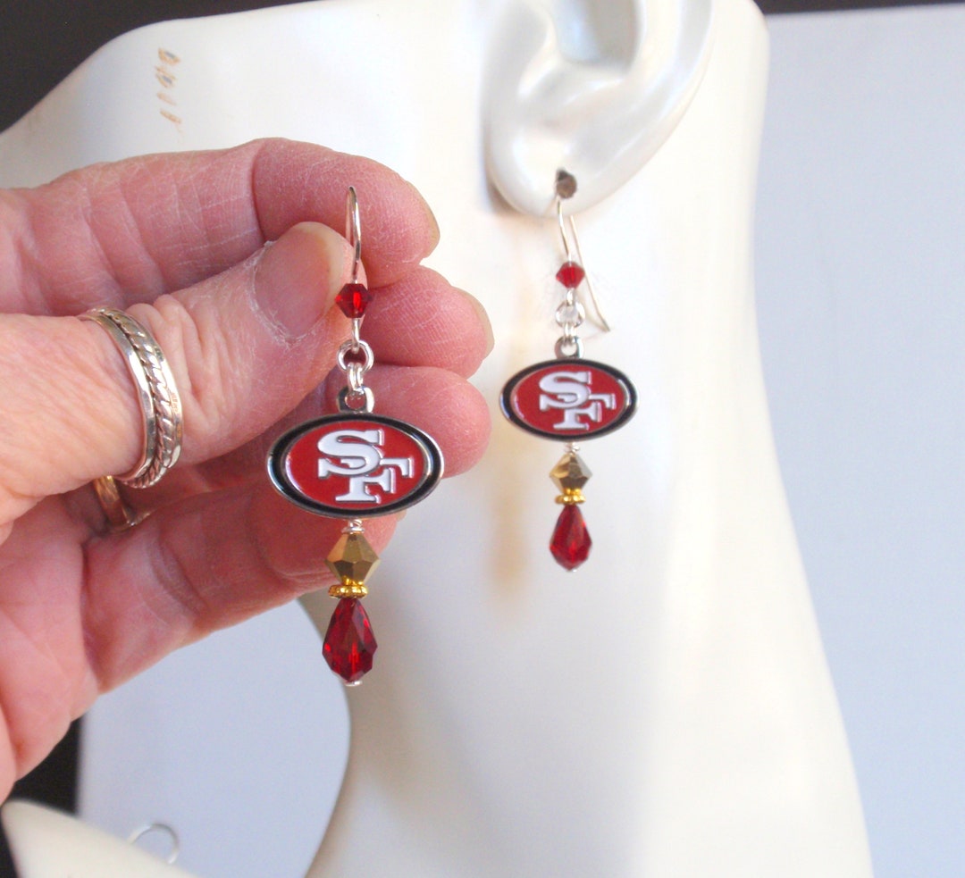 SF 49ers Red and Gold Crystal SS Ear Wire Earrings - Etsy