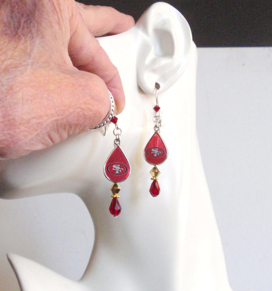 SF 49ers Red and Gold Crystal SS Ear Wire Earrings - Etsy