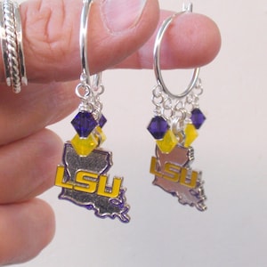 LSU Tigers Earrings Purple and Gold Crystal 23 Mm Hoop Earrings - Etsy