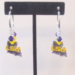 LSU Tigers Earrings Purple and Gold Crystal 23 Mm Hoop Earrings - Etsy