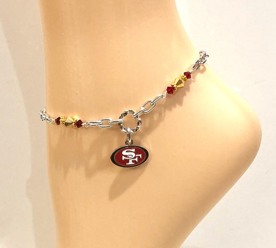 SF 49ers Metallic Gold and Red Crystal Adjustable Anklet Bracelet - Etsy