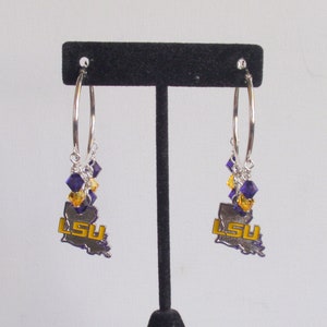 LSU Tigers Purple and Gold Crystal 32 Mm Hoop Earrings - Etsy