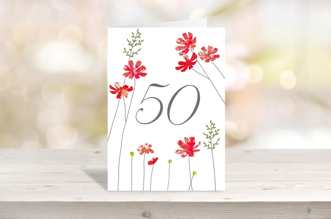 Feminine Floral 50th Birthday Card Designed by Eloise Hall for Holy ...