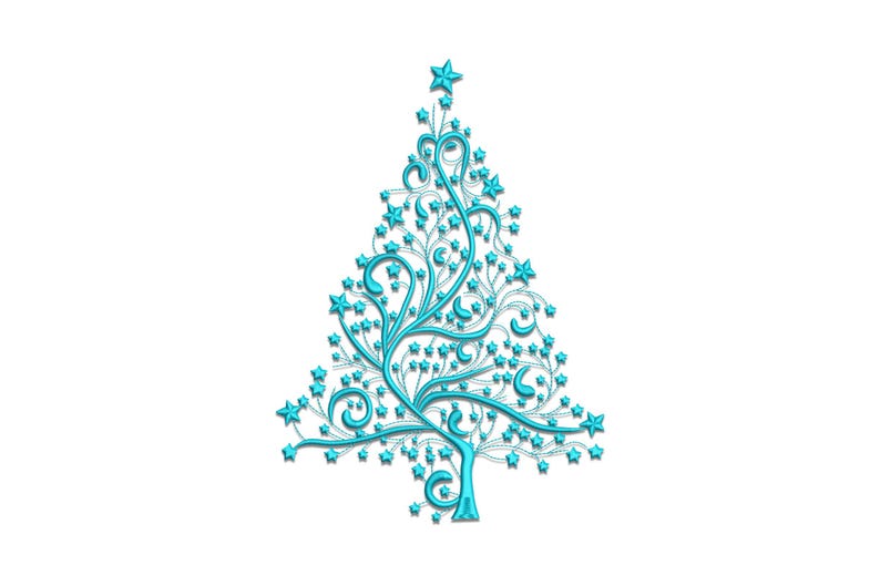 Swirling Star Christmas Tree Embroidery 5 Sizes, Instant Download DST ...