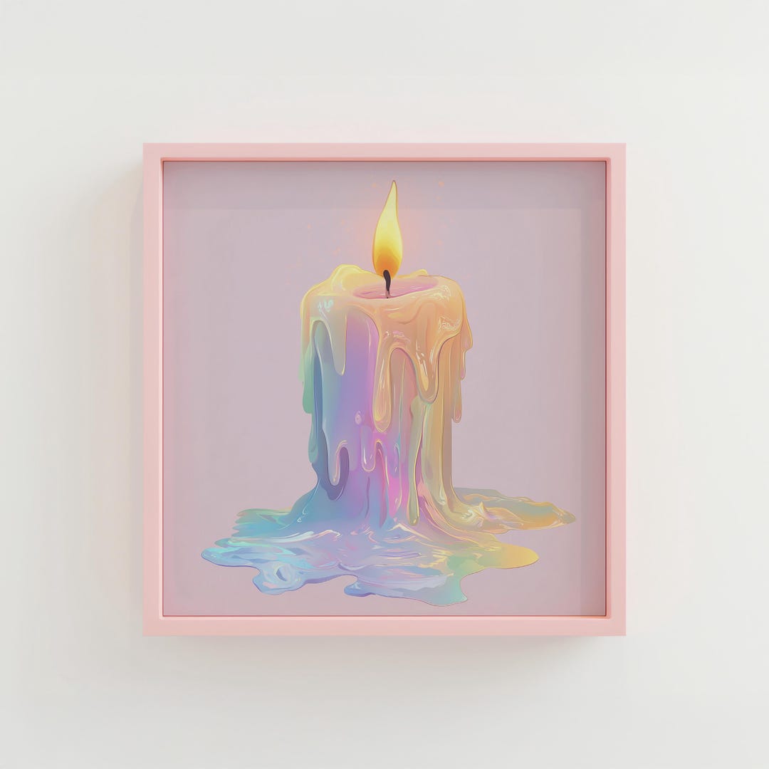 Rainbow Drip Candle Digital Download | Pastel Wall Art | Printable Wall ...