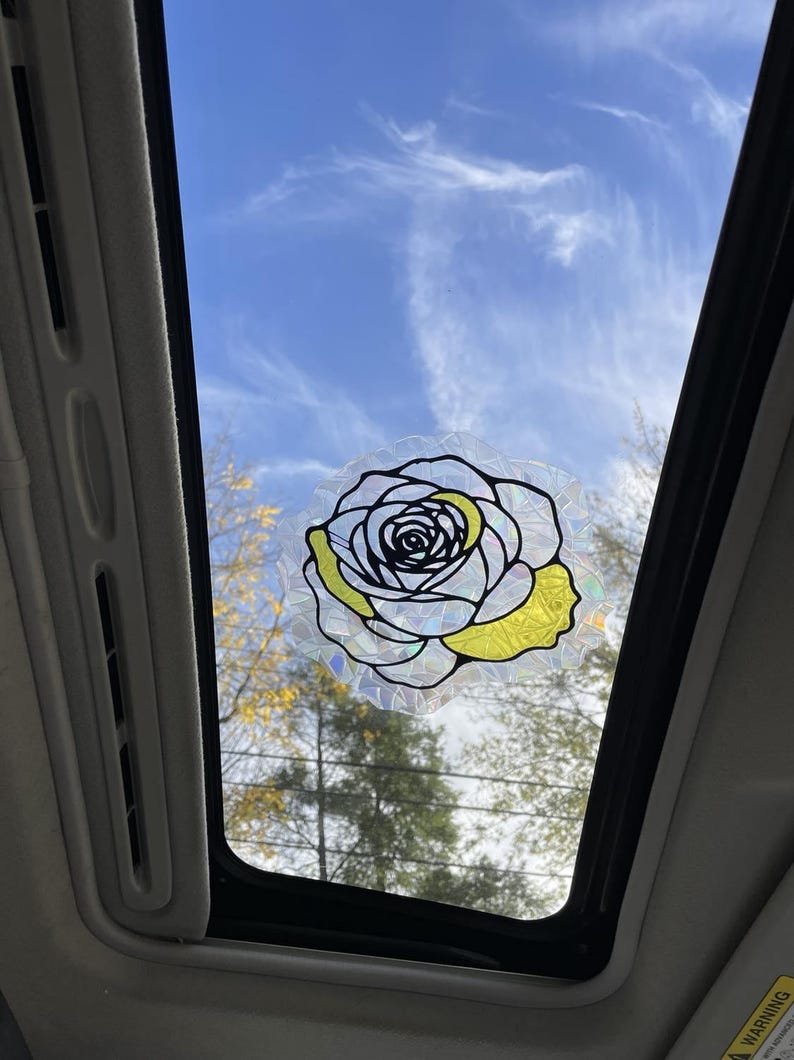 Stained Glass Inspired Vintage Rose: Rainbow-casting Window Cling. - Etsy