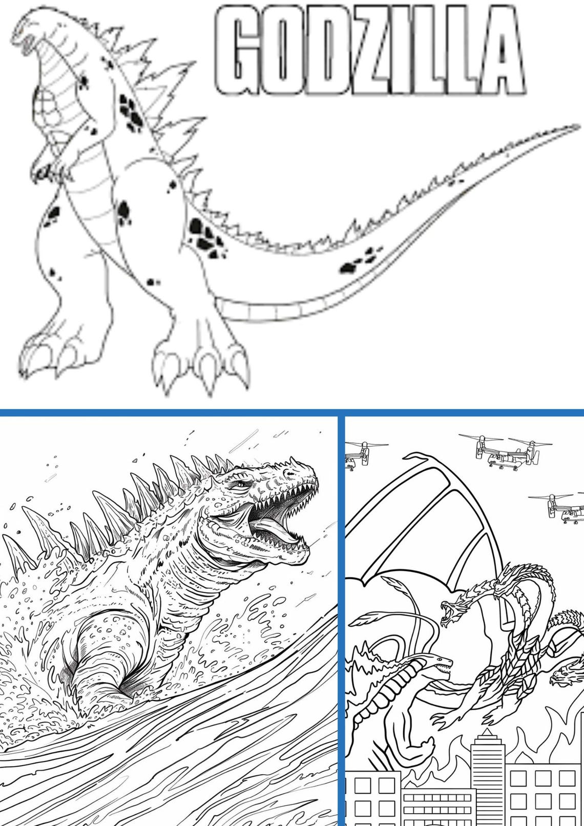 Godzilla & Other Kaiju Colouring Book Over 50 Pages! - Digital Download ...